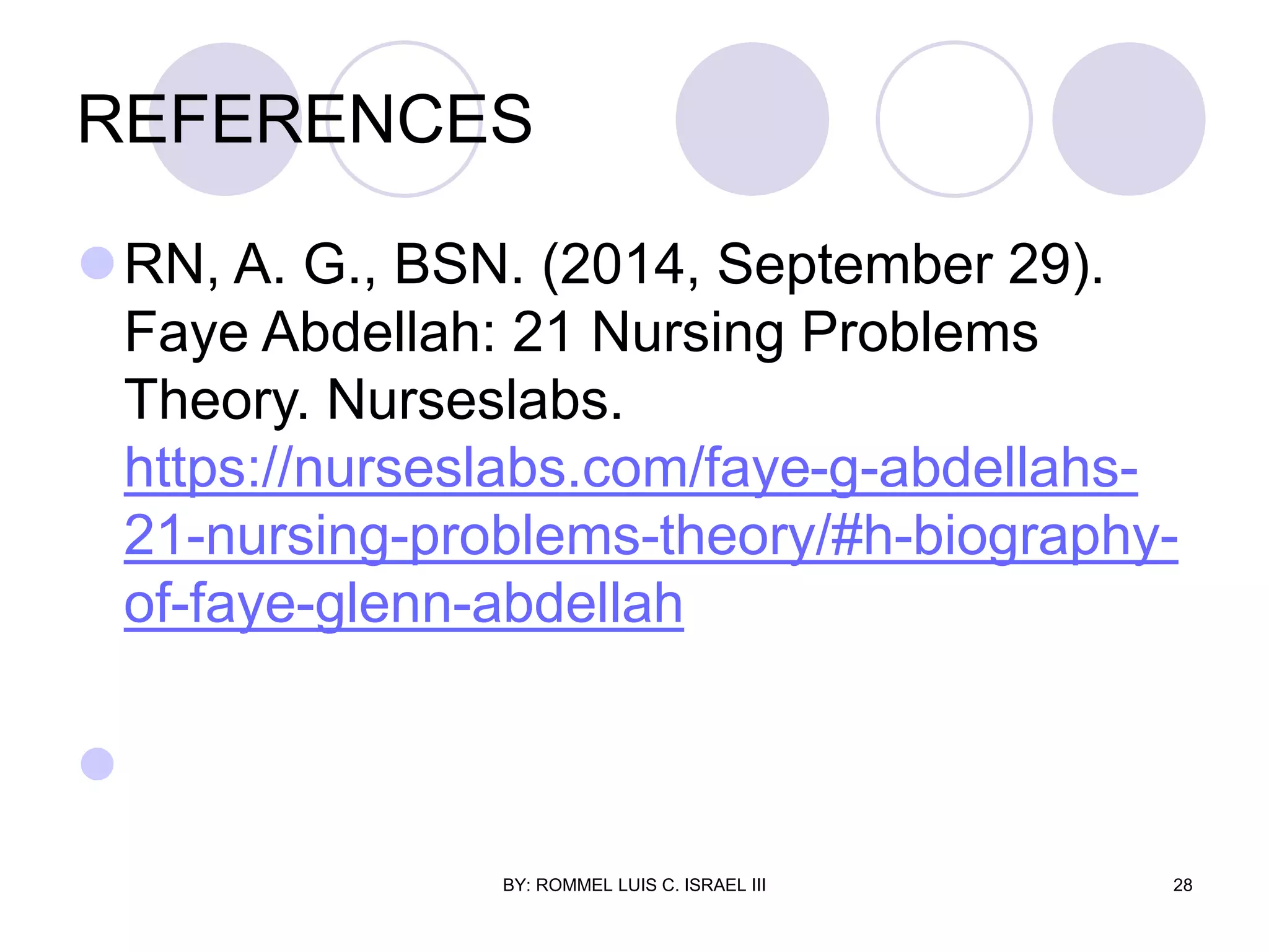 ABDELLAH'S TYPOLOGY OF 21 NURSING PROBLEMS | PPT