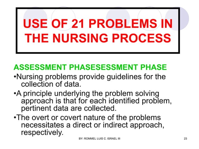ABDELLAH'S TYPOLOGY OF 21 NURSING PROBLEMS | PPT