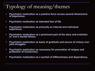 Typology Of Meaning Of Psychiatric Medication | PPT | Mental Health ...