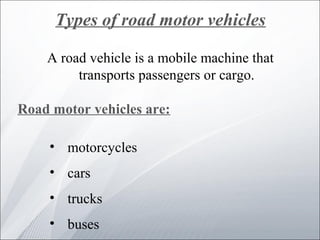 Vehicle types/typy vozidel | PPT