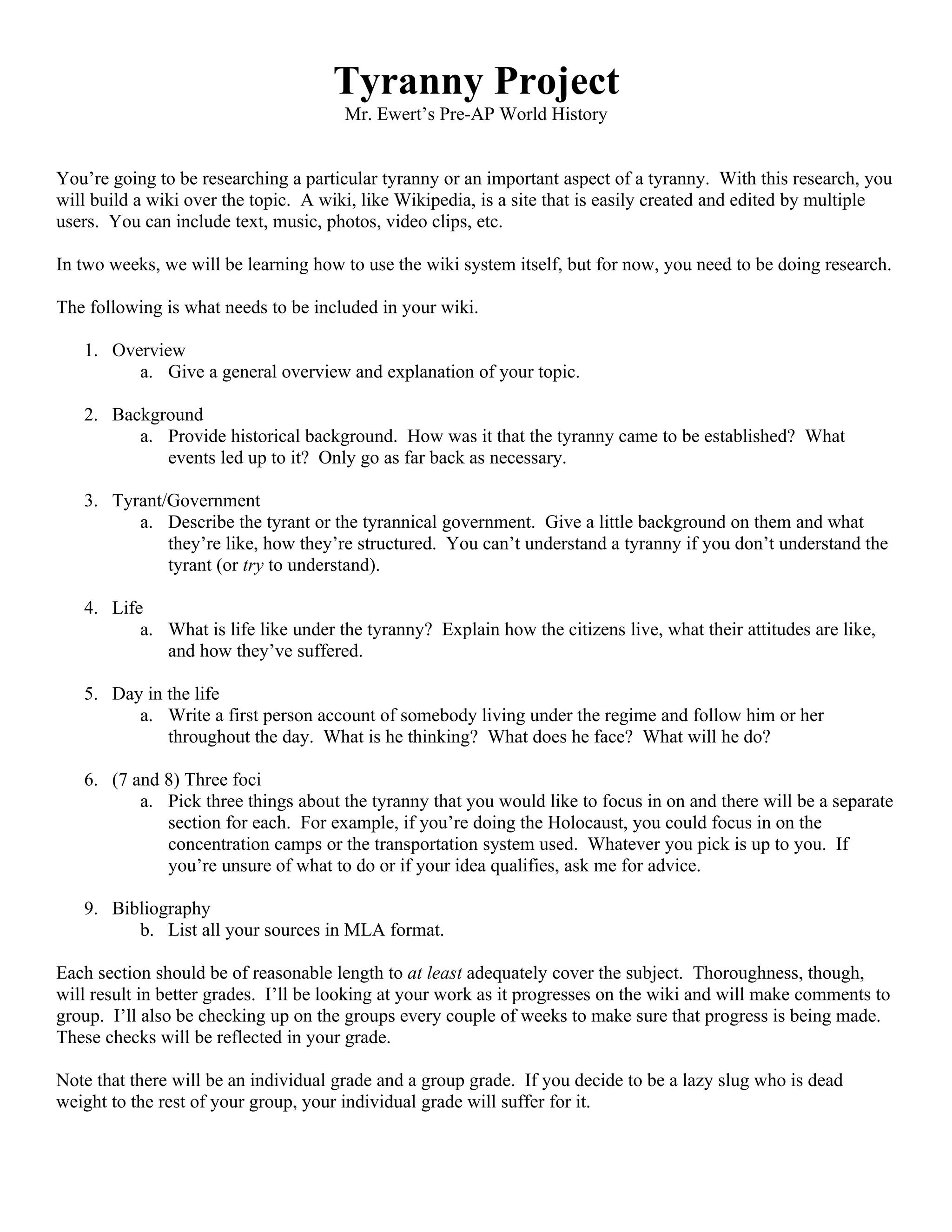 Tyranny Project | DOC