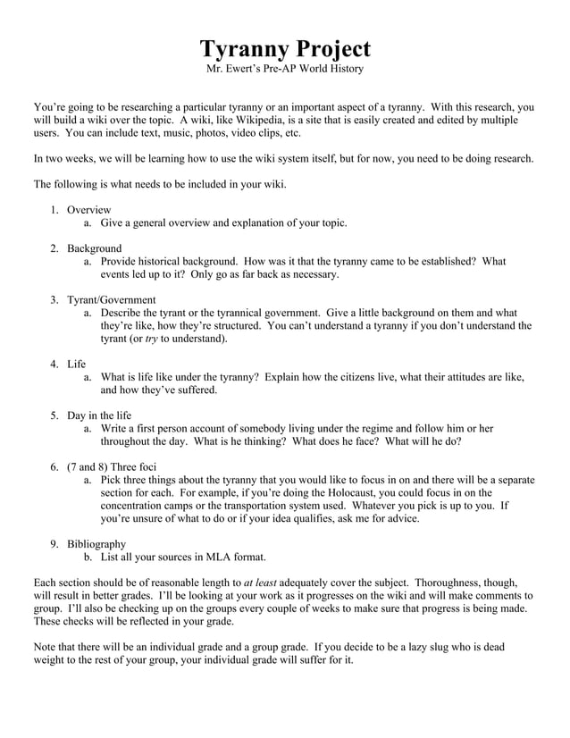 Tyranny Project | DOC