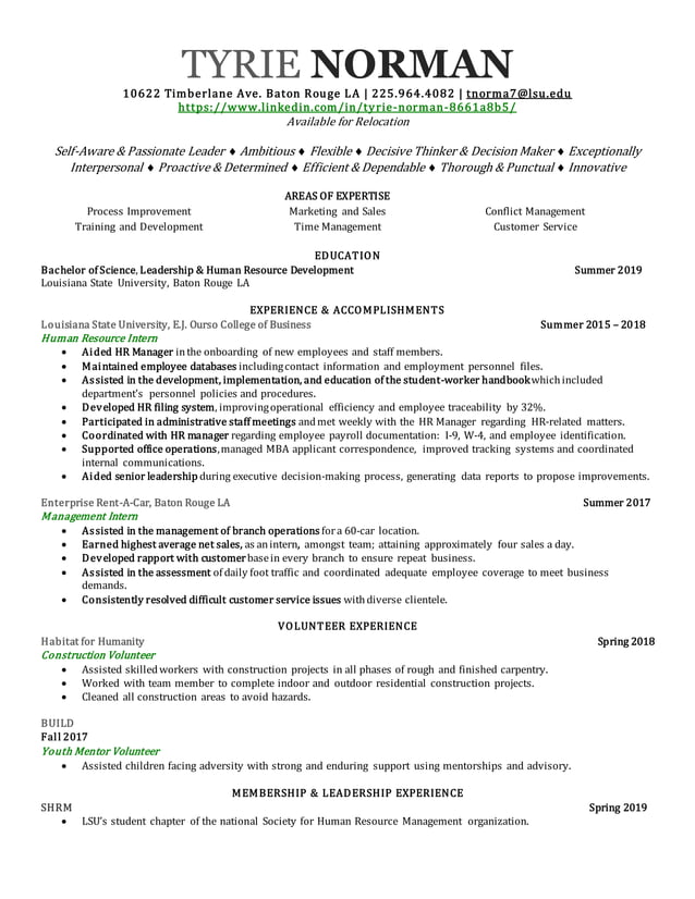 Tyrie Norman's Resume | PDF