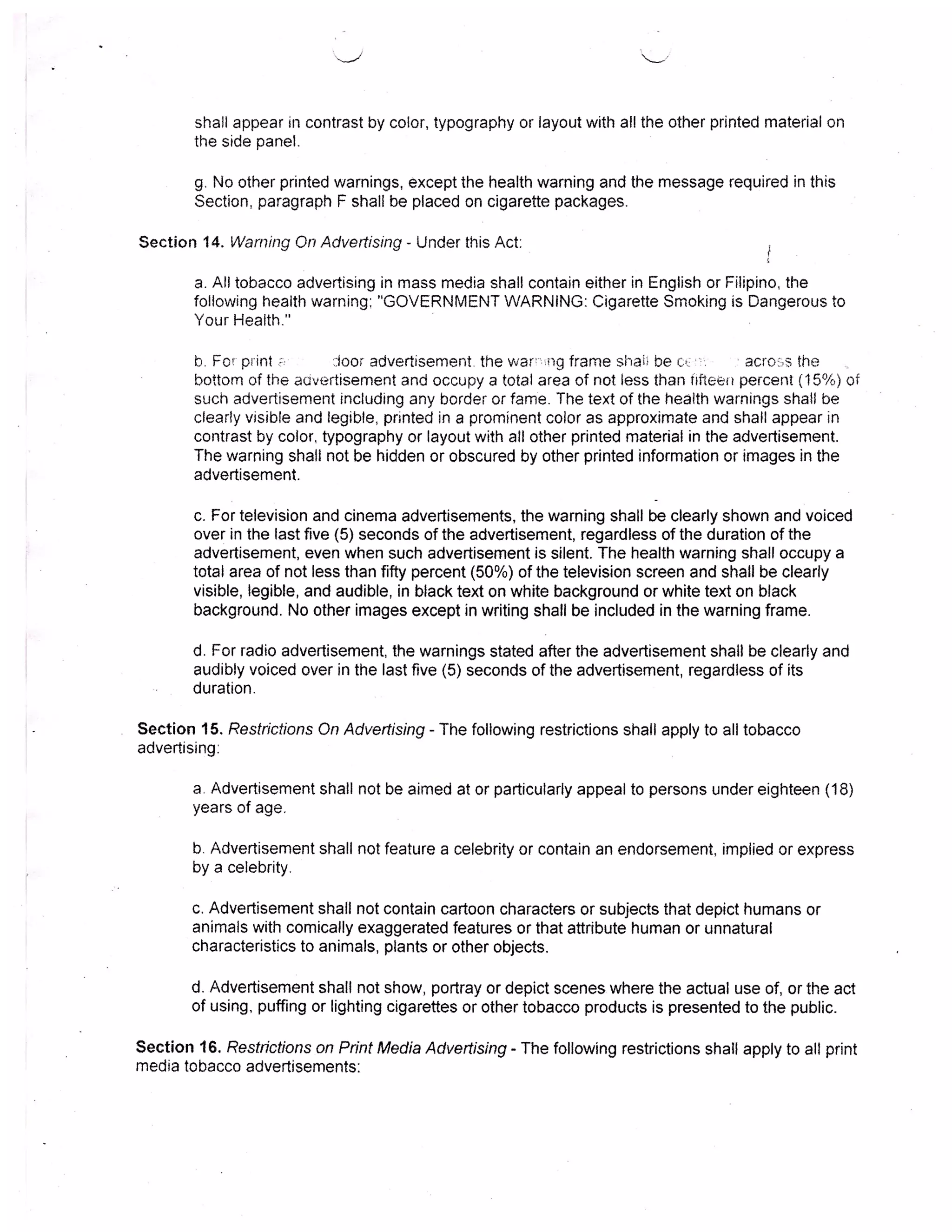 RA 9211 An Act Regulating the Packaging, Use, Sale Distribution and ...