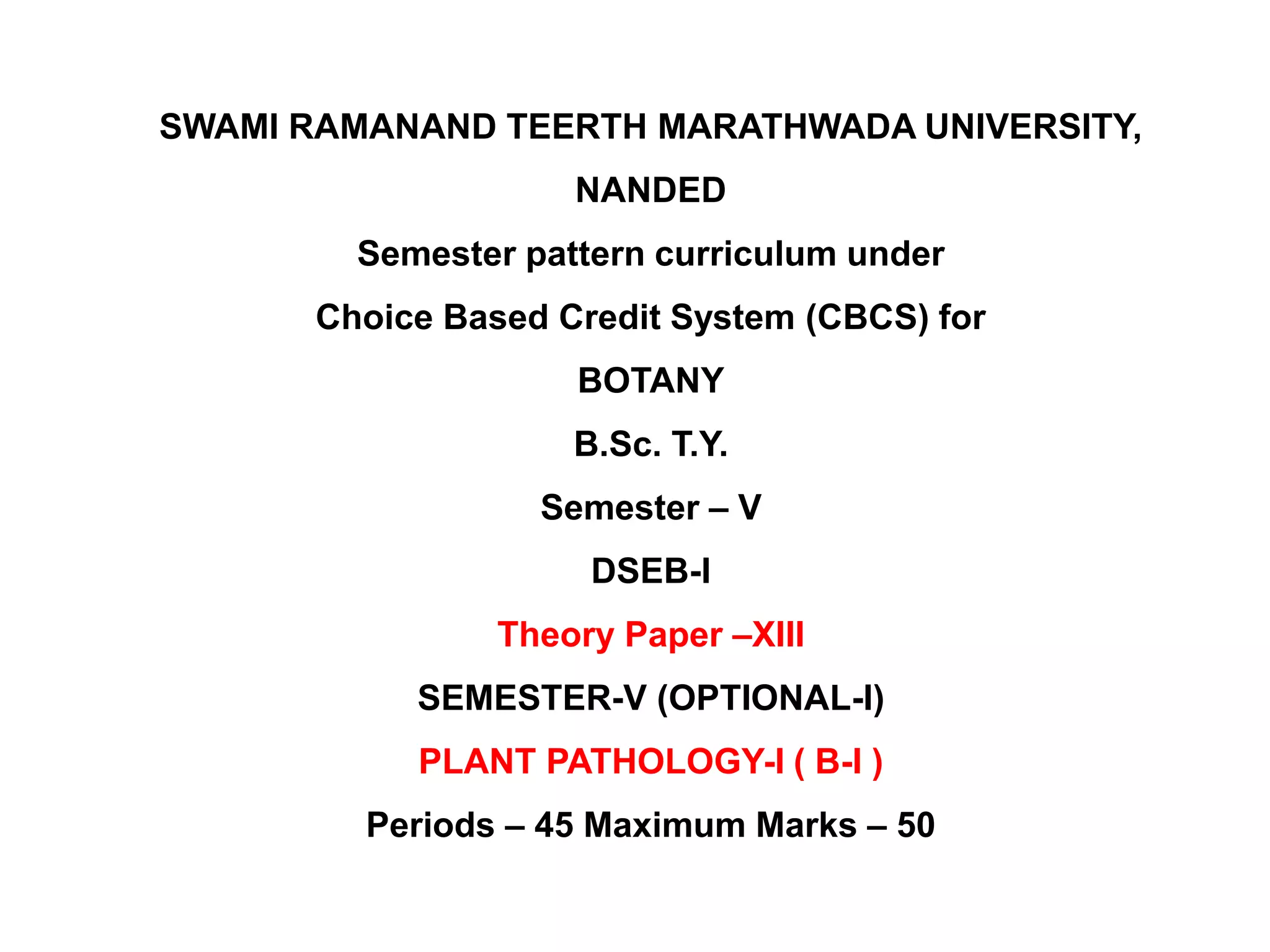 Ty syllabus of Plant Pathology Paper number XIII | PPTX