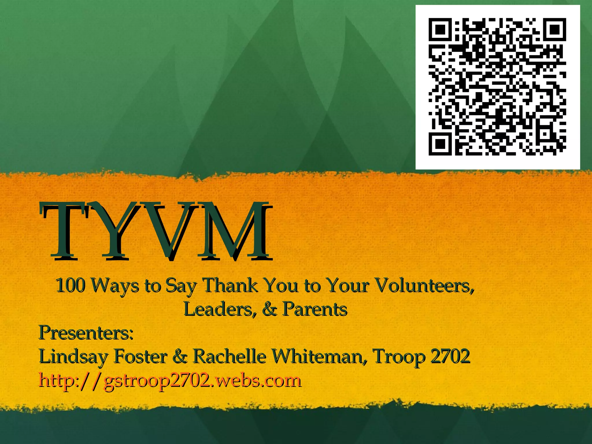 TYVM (Trailblazers 2012) | PPT | Free Download