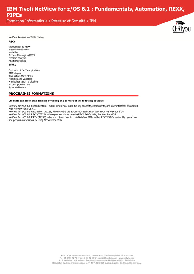 Tz243 g formation-ibm-tivoli-netview-for-z-os-6-1-fundamentals-automation-rexx-pipes | PDF | Web ...