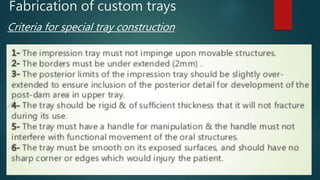 Special tray prosthodontics | PPTX