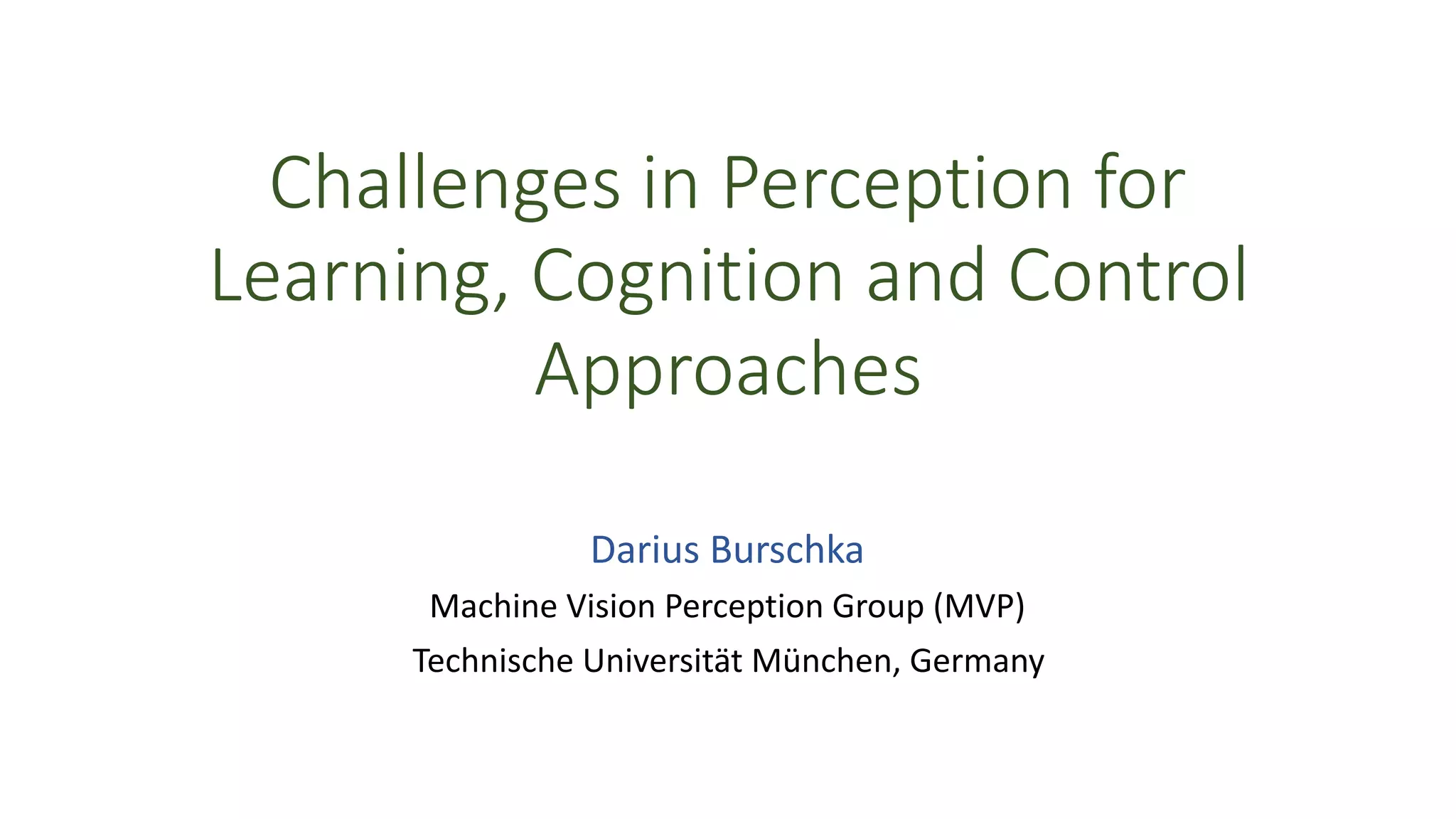 Challenges in Perception for Learning, Cognition and Control Approaches | PDF | Robotics ...