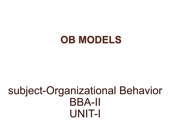 U 1.3 ob bba-ii ob models | PPTX