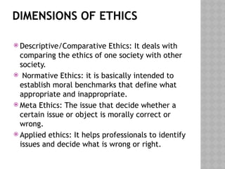 Introduction to Ethics and its dimensions | PPTX