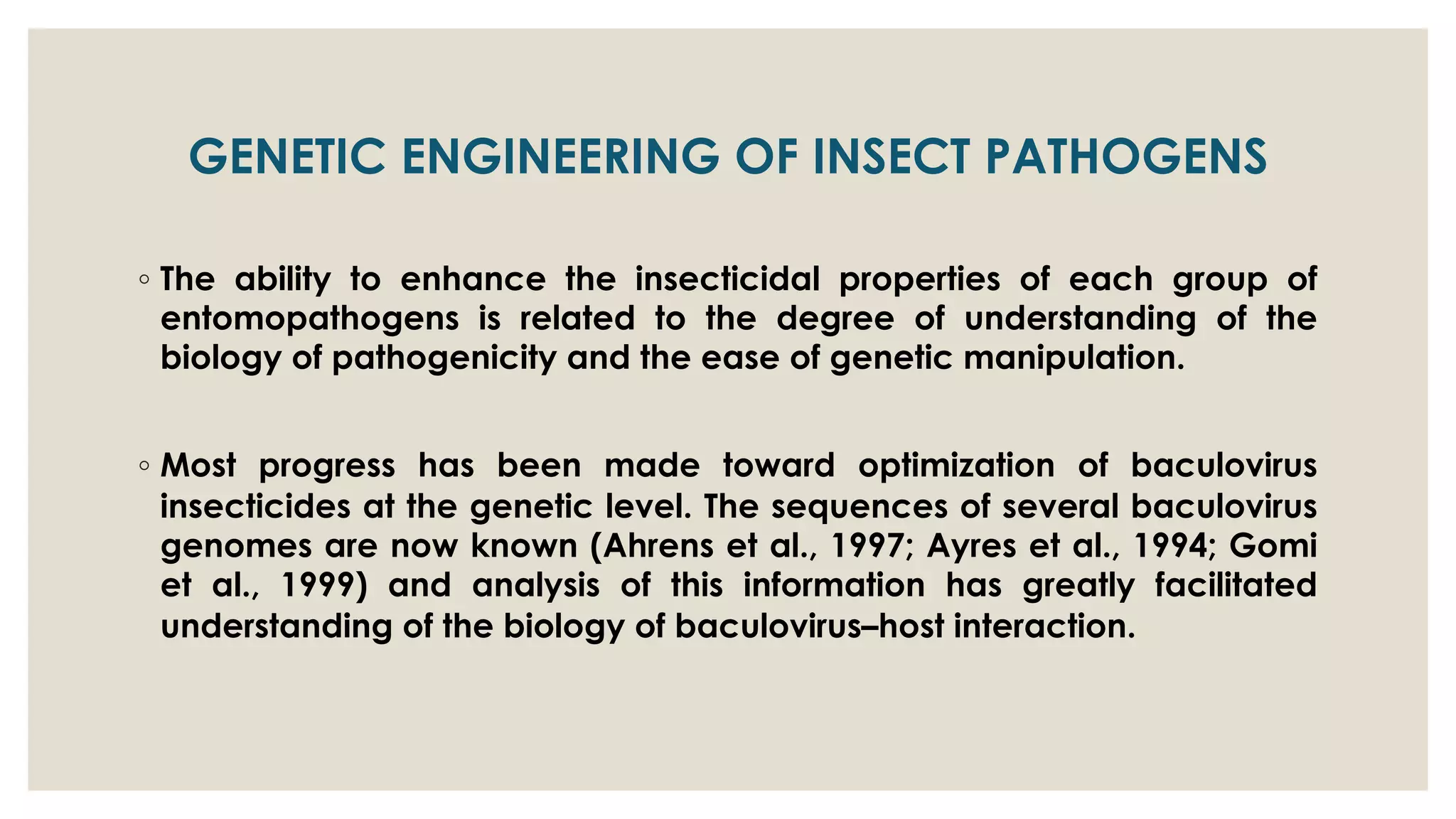 Scope of Genetic Engineered Microbes and Parasitoids in Biological ...