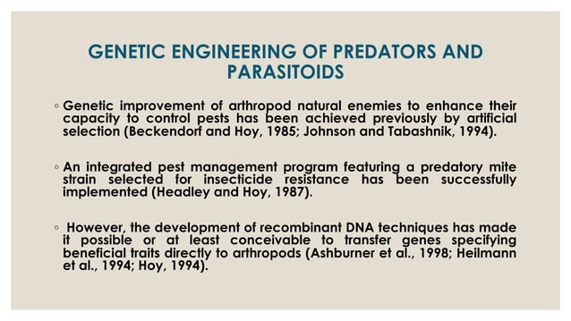 Scope of Genetic Engineered Microbes and Parasitoids in Biological ...