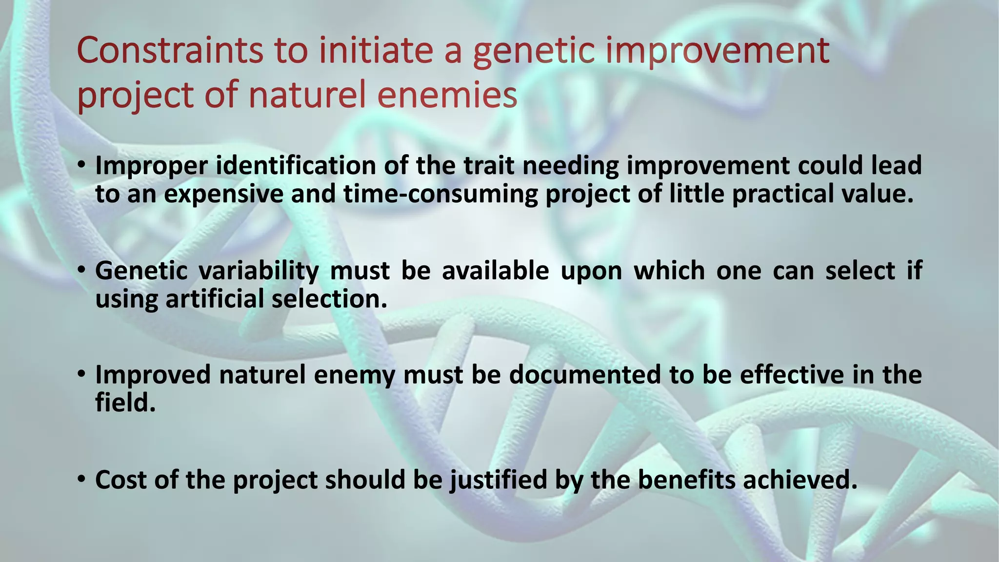 Genetica of Ideal traits in Biocontrol Agents for Introgressing and for ...