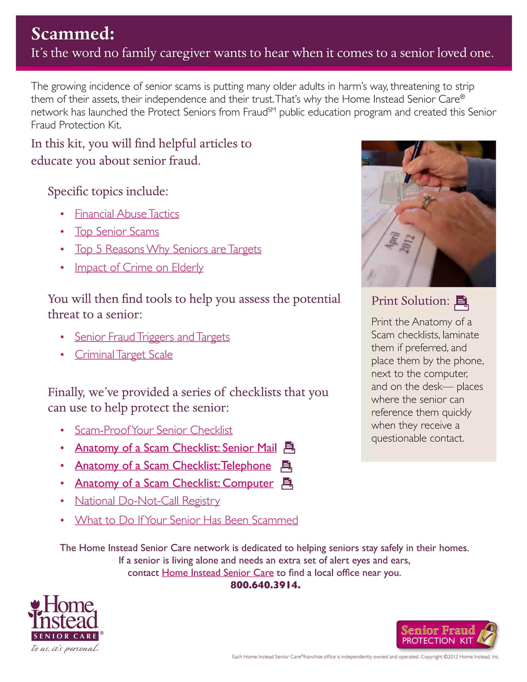 Senior Fraud Protection Kit - U.S. | PDF