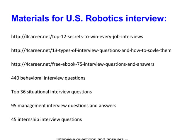 U.s. robotics interview questions and answers | PPT