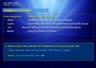 U.7 Minds at Work | PPTX | Educational Assessment | Education