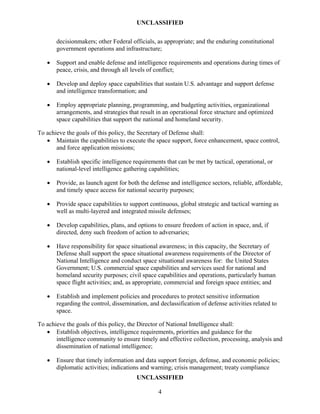 U.s. national space policy