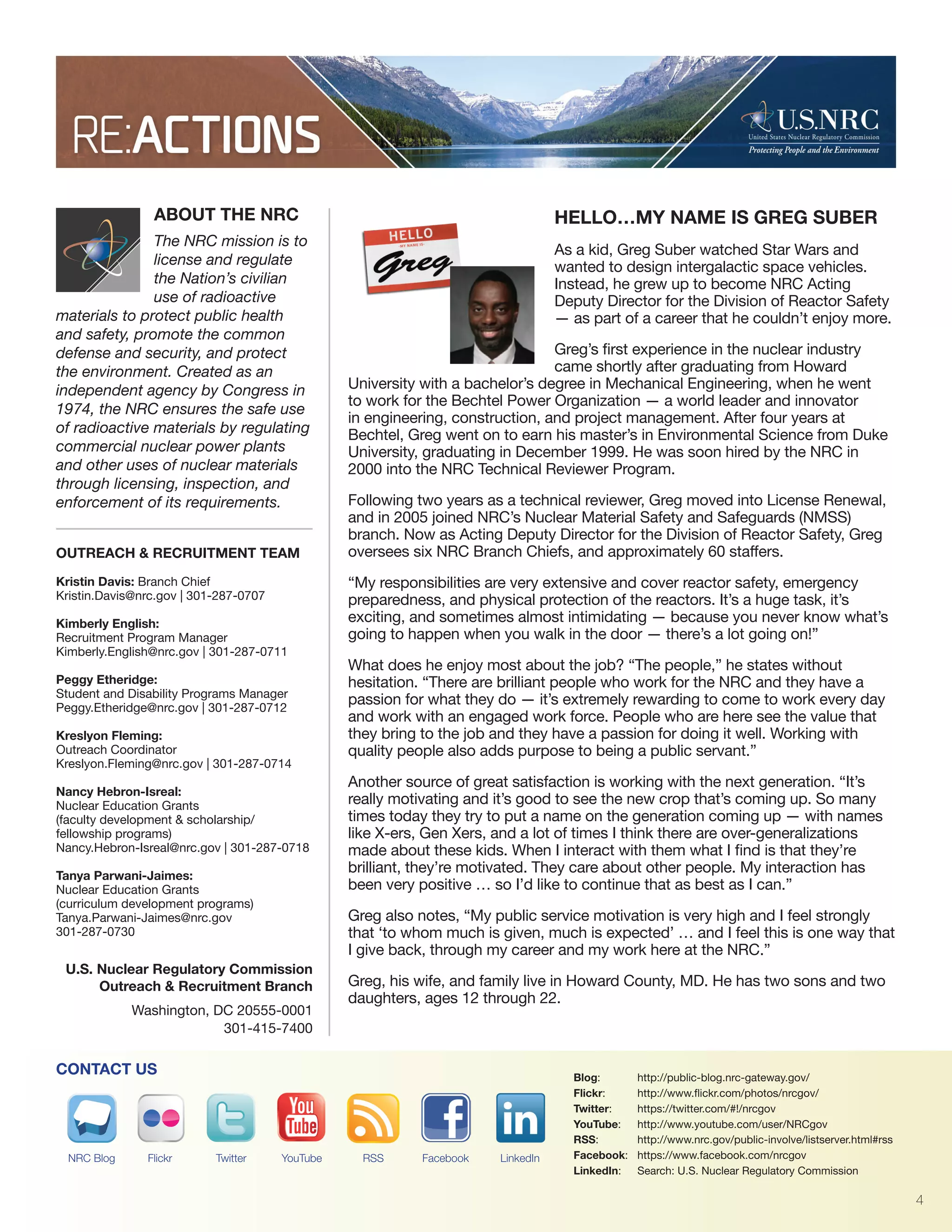 U.S. Nuclear Regulatory Commission Fall 2015 Newsletter | PDF