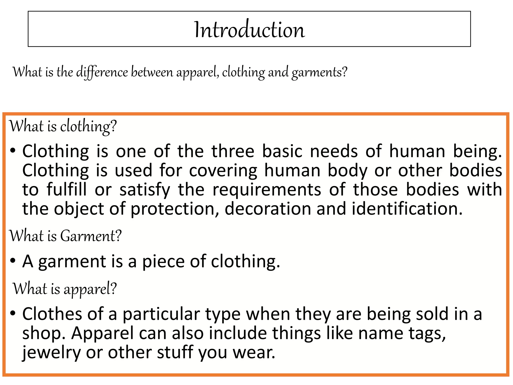 U 1 introduction to garment industry | PPTX