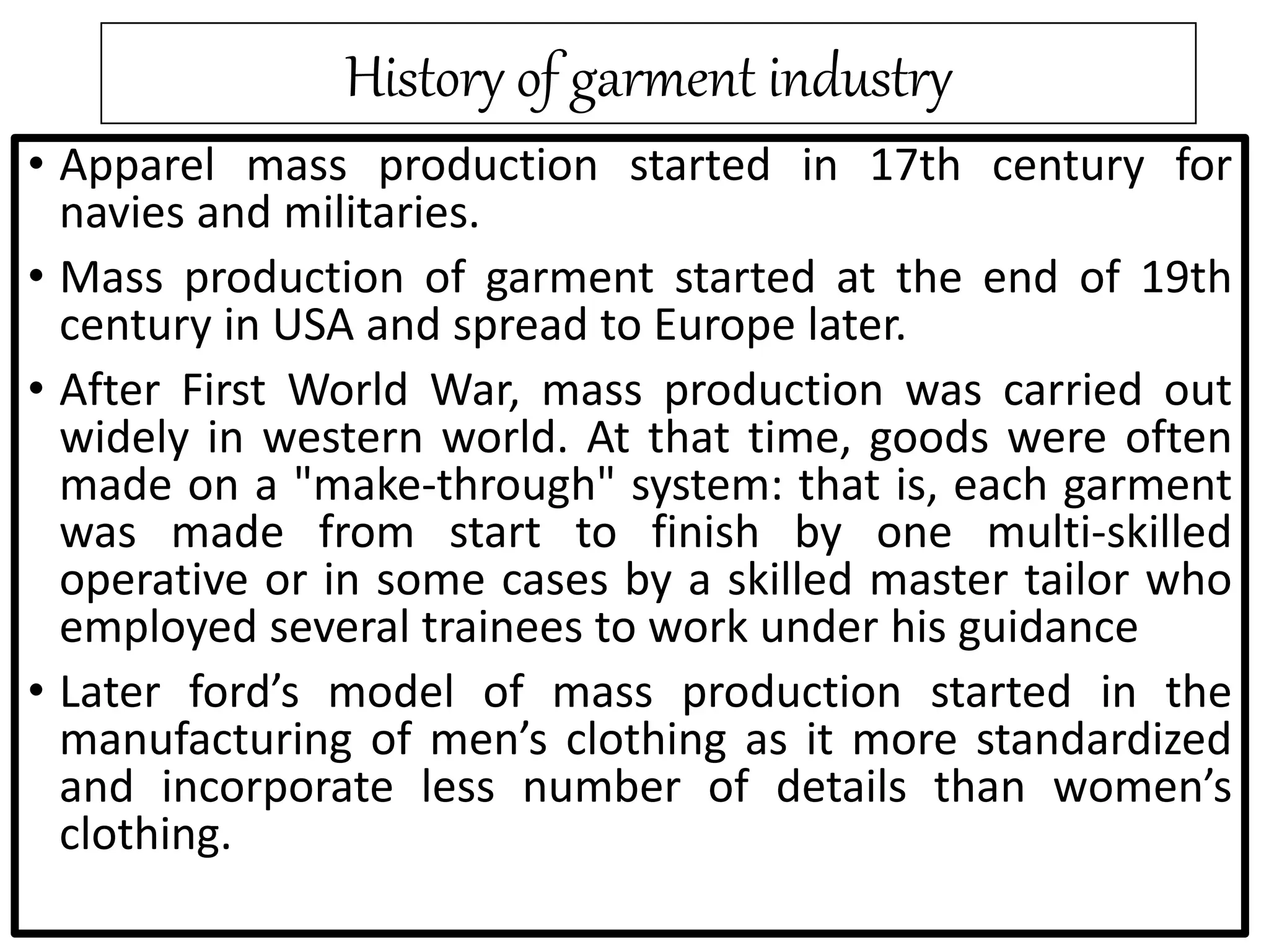 U 1 introduction to garment industry | PPTX