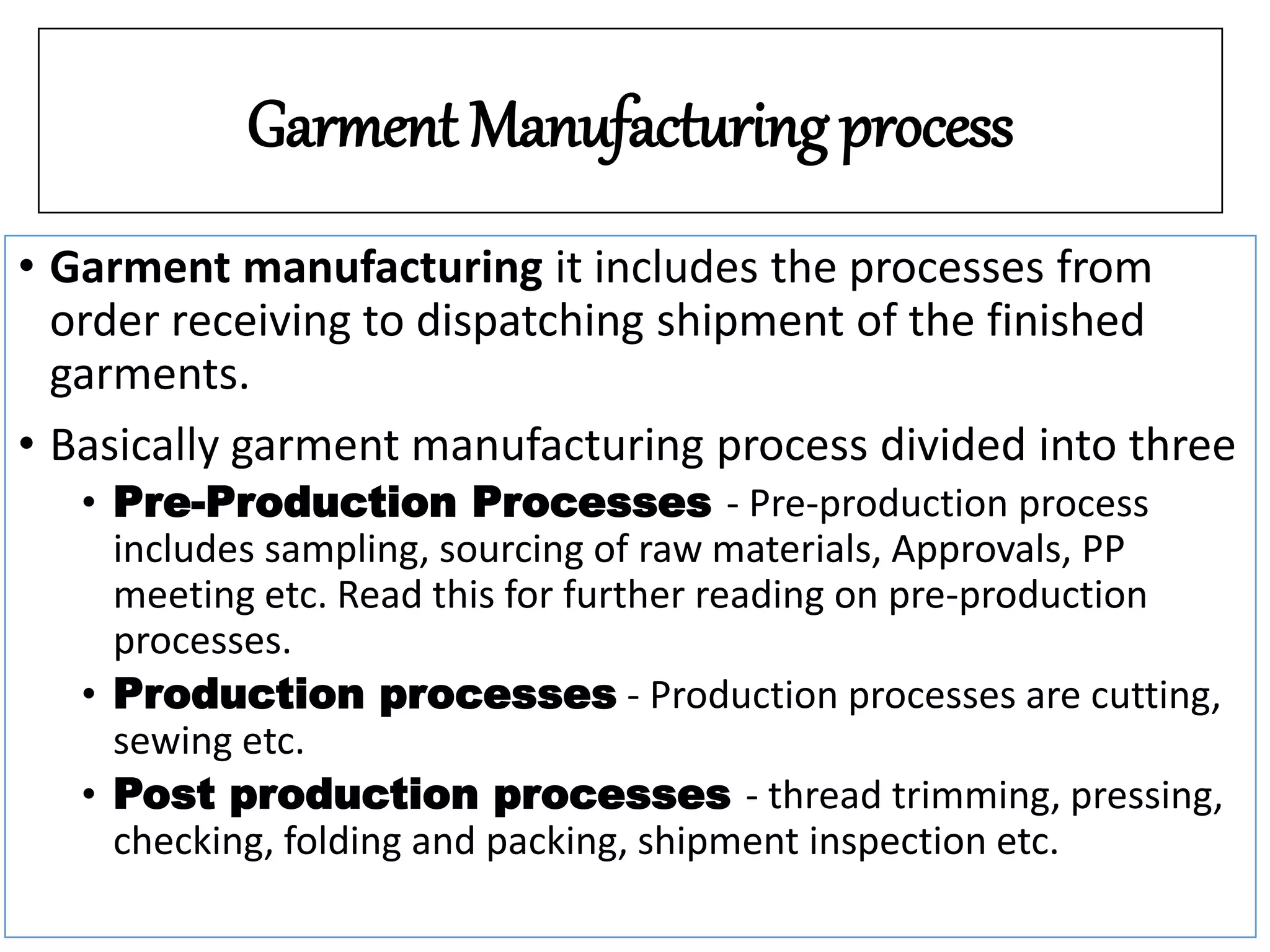 U 1 introduction to garment industry | PPTX