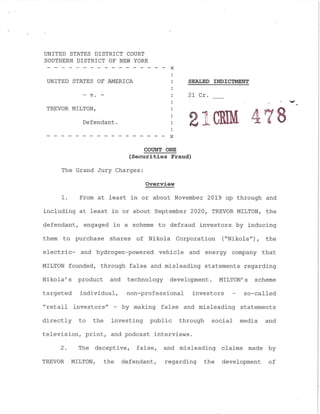 U.S. V Trevor Milton indictment | PDF