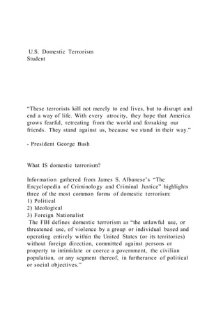 U.s. domestic terrorism student these terrorist | PDF