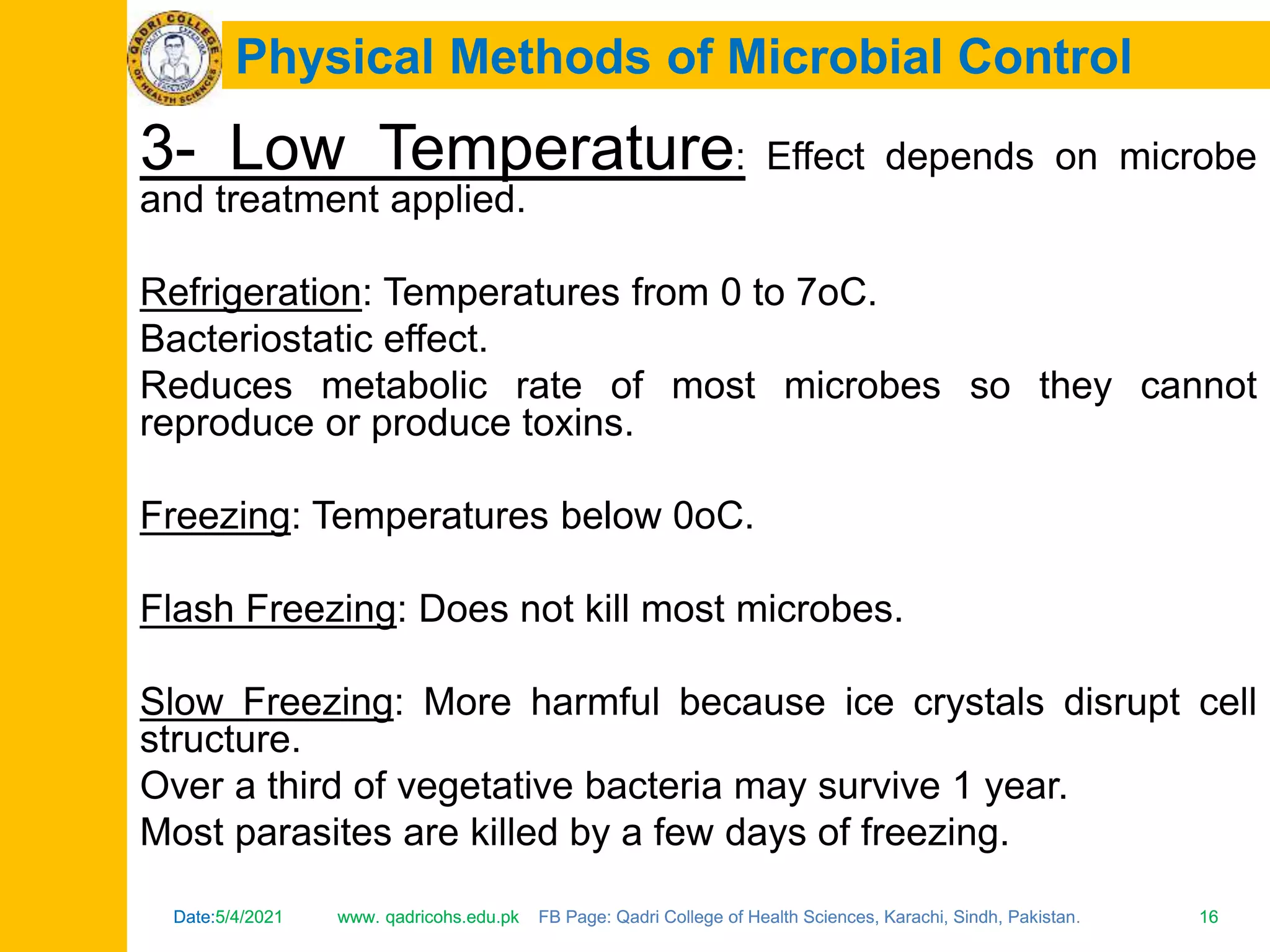 Control of microbial growth using Physical & Chemical Methods | PPTX