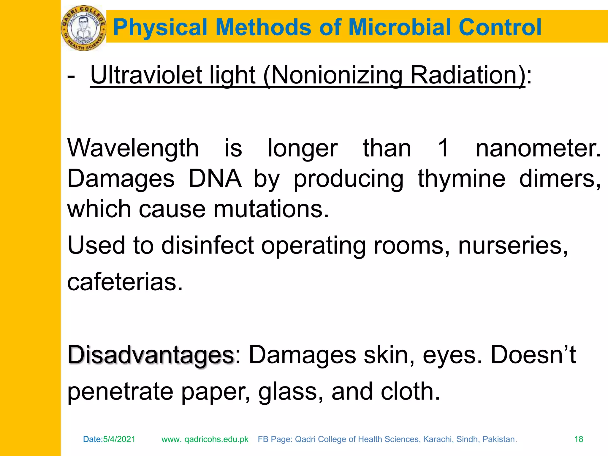 Control of microbial growth using Physical & Chemical Methods | PPTX