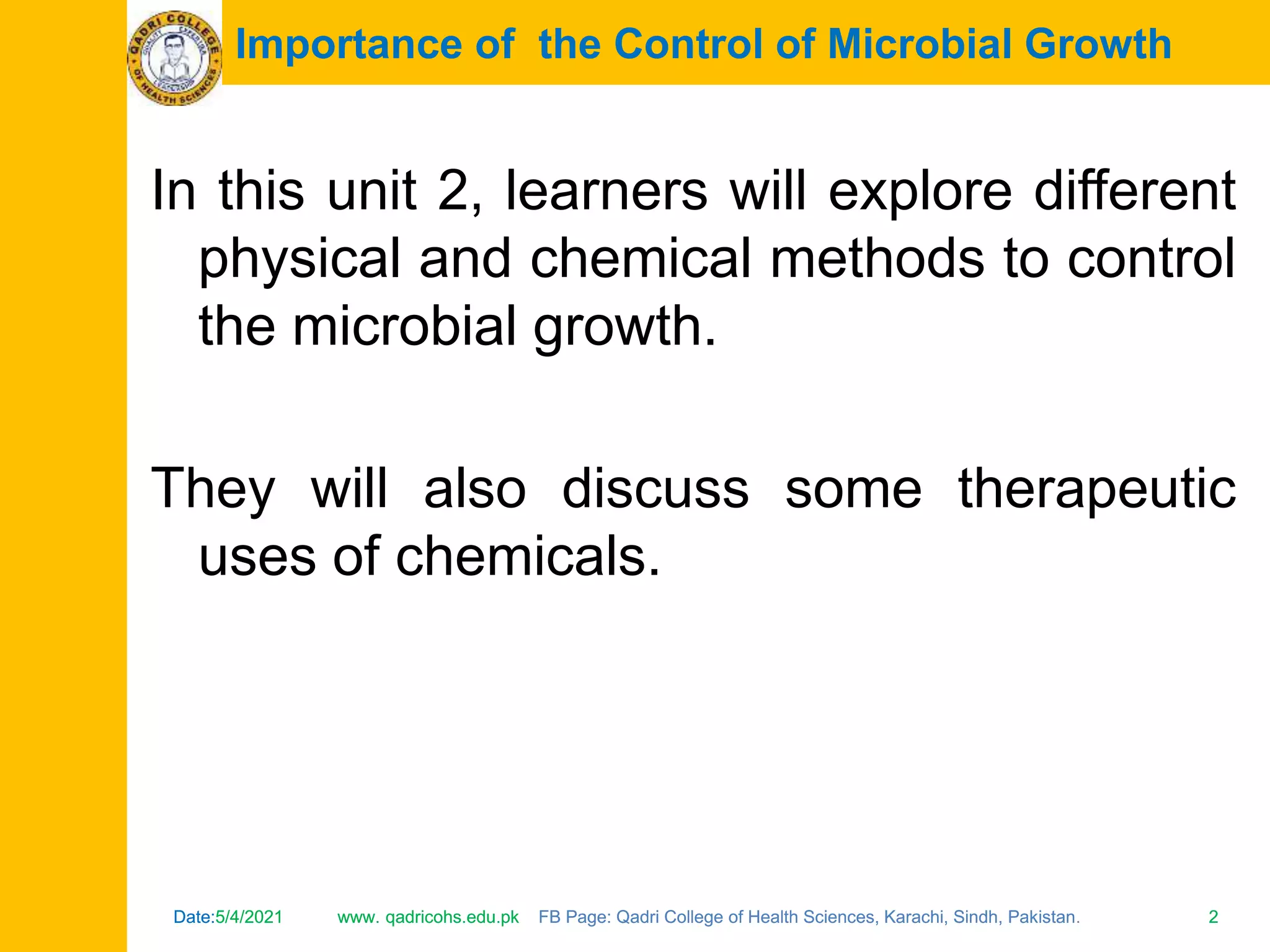 Control of microbial growth using Physical & Chemical Methods | PPT