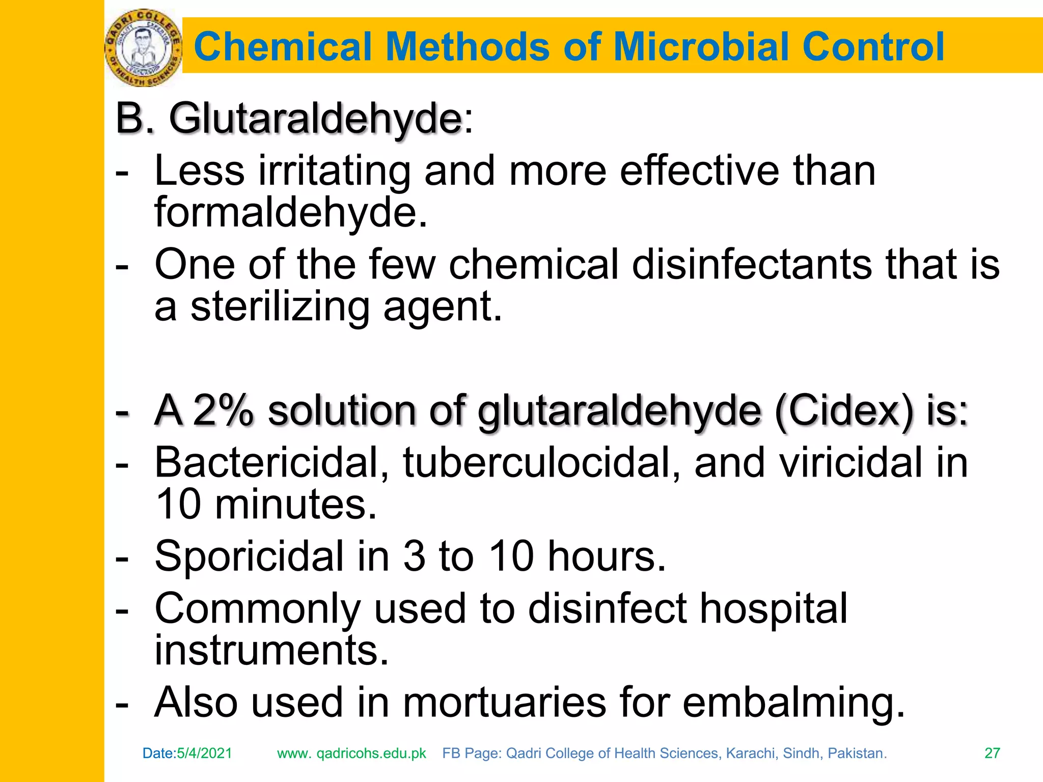 Control of microbial growth using Physical & Chemical Methods | PPTX