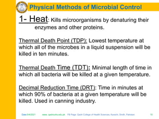 Control of microbial growth using Physical & Chemical Methods | PPTX