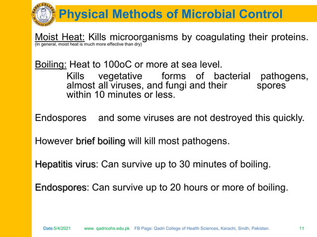 Control of microbial growth using Physical & Chemical Methods | PPTX ...