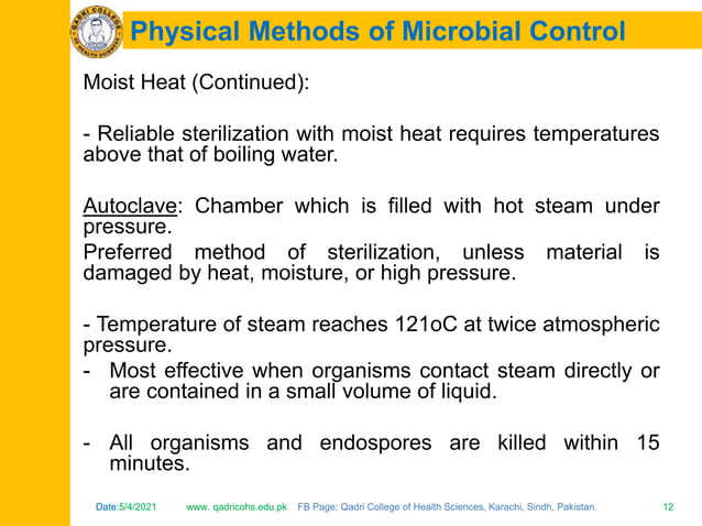 Control of microbial growth using Physical & Chemical Methods | PPTX ...