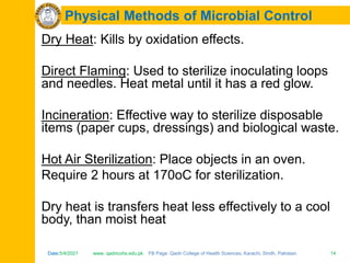 Control of microbial growth using Physical & Chemical Methods | PPTX