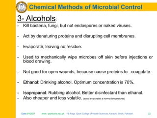 Control of microbial growth using Physical & Chemical Methods | PPTX