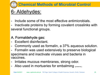 Control of microbial growth using Physical & Chemical Methods | PPTX