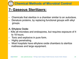 Control of microbial growth using Physical & Chemical Methods | PPTX