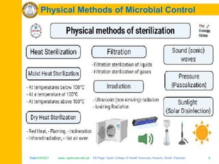 Control of microbial growth using Physical & Chemical Methods | PPTX