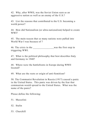 U.S. HISTORY FINAL – 2nd semester (Study Guide)1. What was th.docx