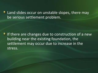Causes of settlement, foundation loading and computation | PPT
