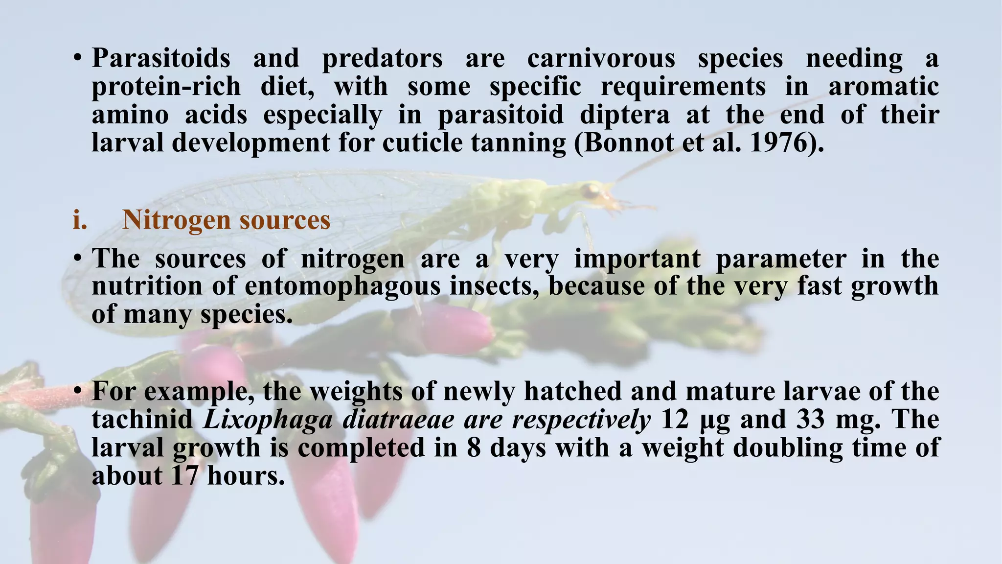 Nutrition of Entomophagous Insect and their Host | PDF