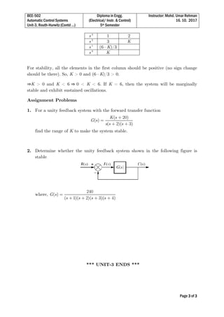 Routh Hurwitz contd | PDF