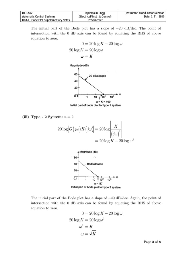 Bode Plot Notes Step by Step | PDF | Physics | Science
