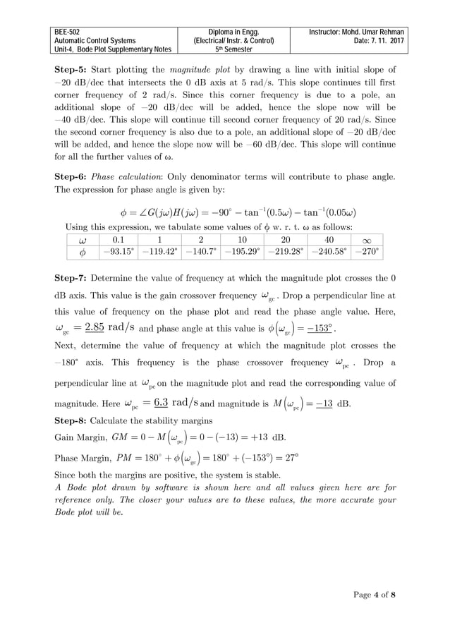 Bode Plot Notes Step by Step | PDF | Physics | Science