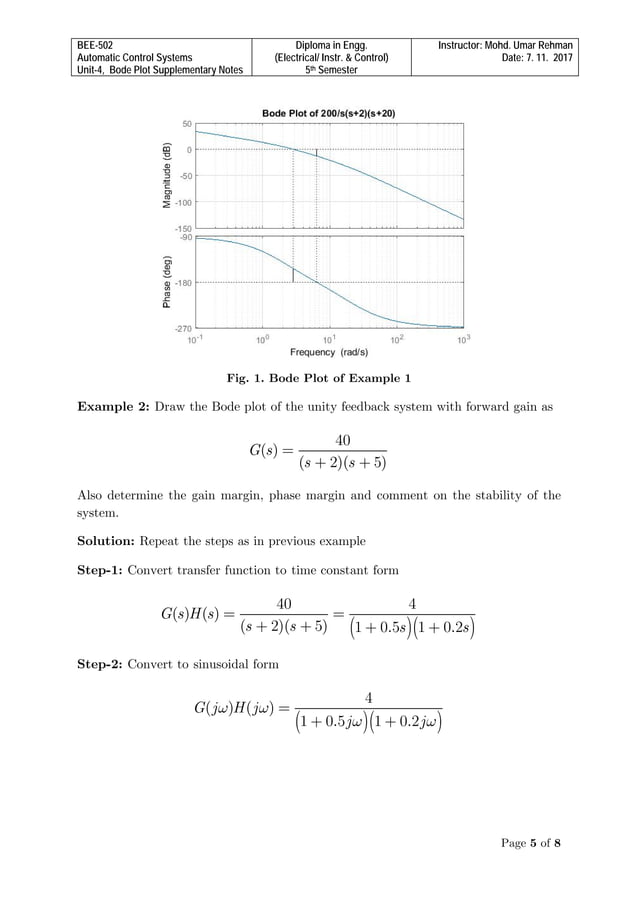 Bode Plot Notes Step by Step | PDF | Physics | Science