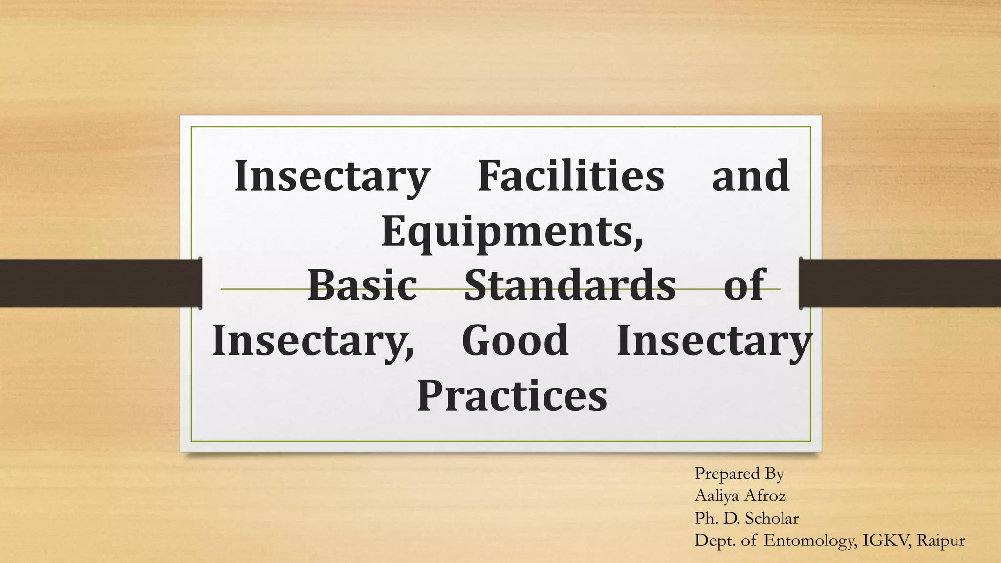 Insectary facilities and Equipments | PDF