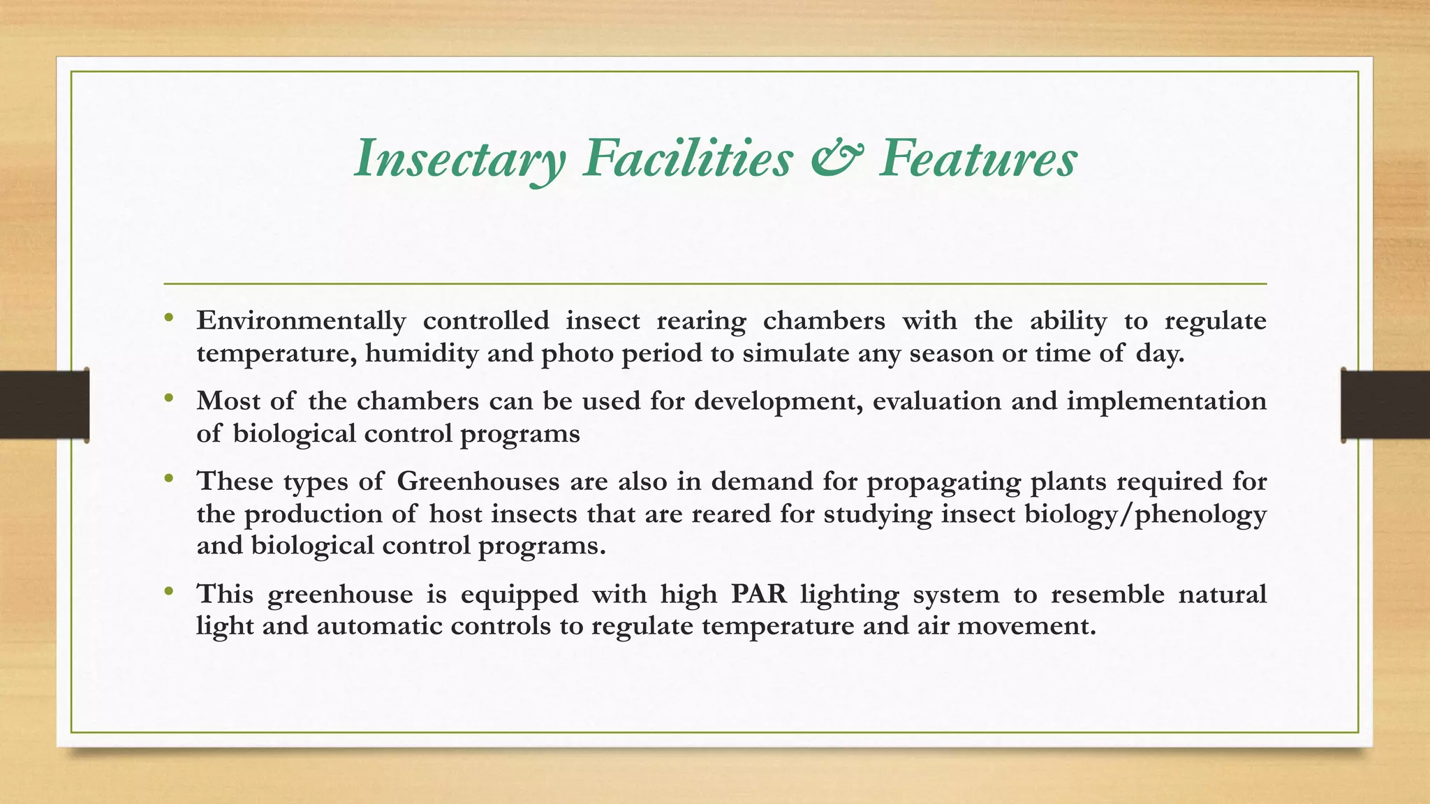 Insectary facilities and Equipments | PDF