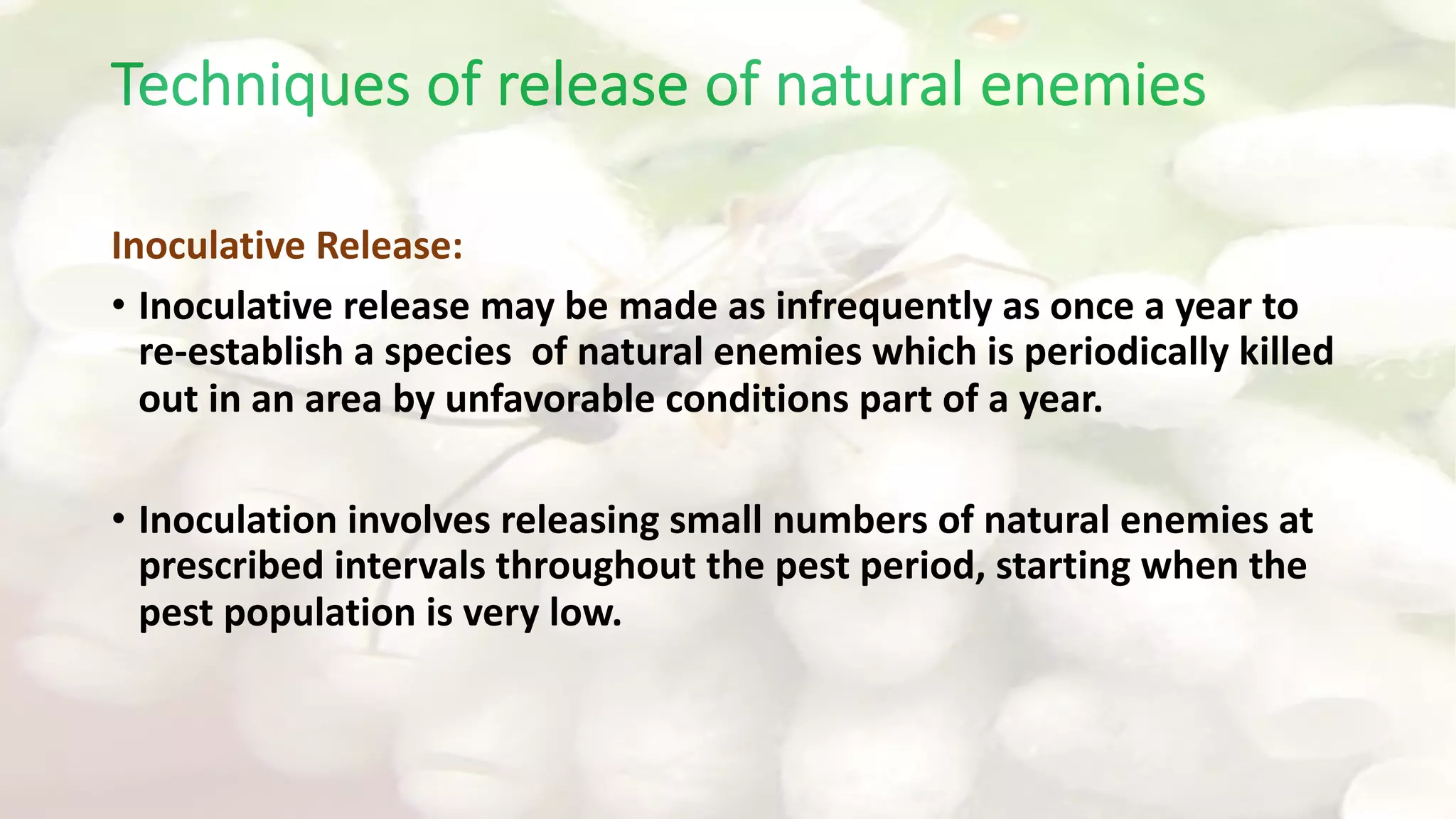 Colonization of Natural Enemies, Techniques of Release of Natural ...